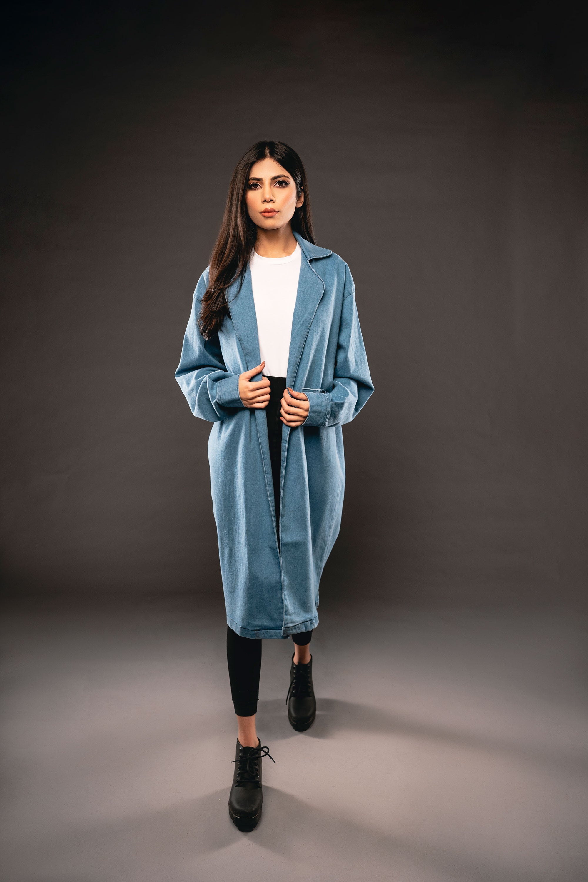 Sky Blue Long Coat – Yara the Store